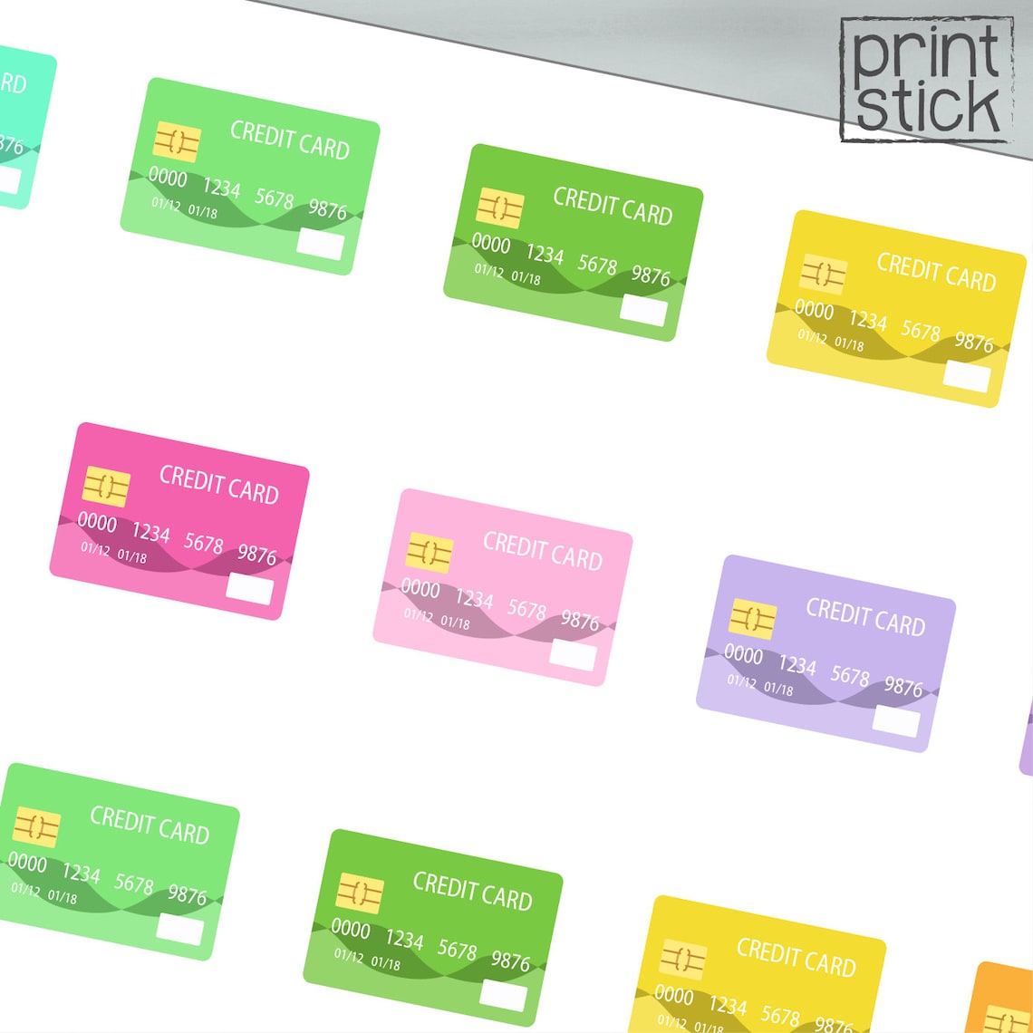 Credit Card Stickers Printable JPG Sheet Fits Erin Condren | Etsy