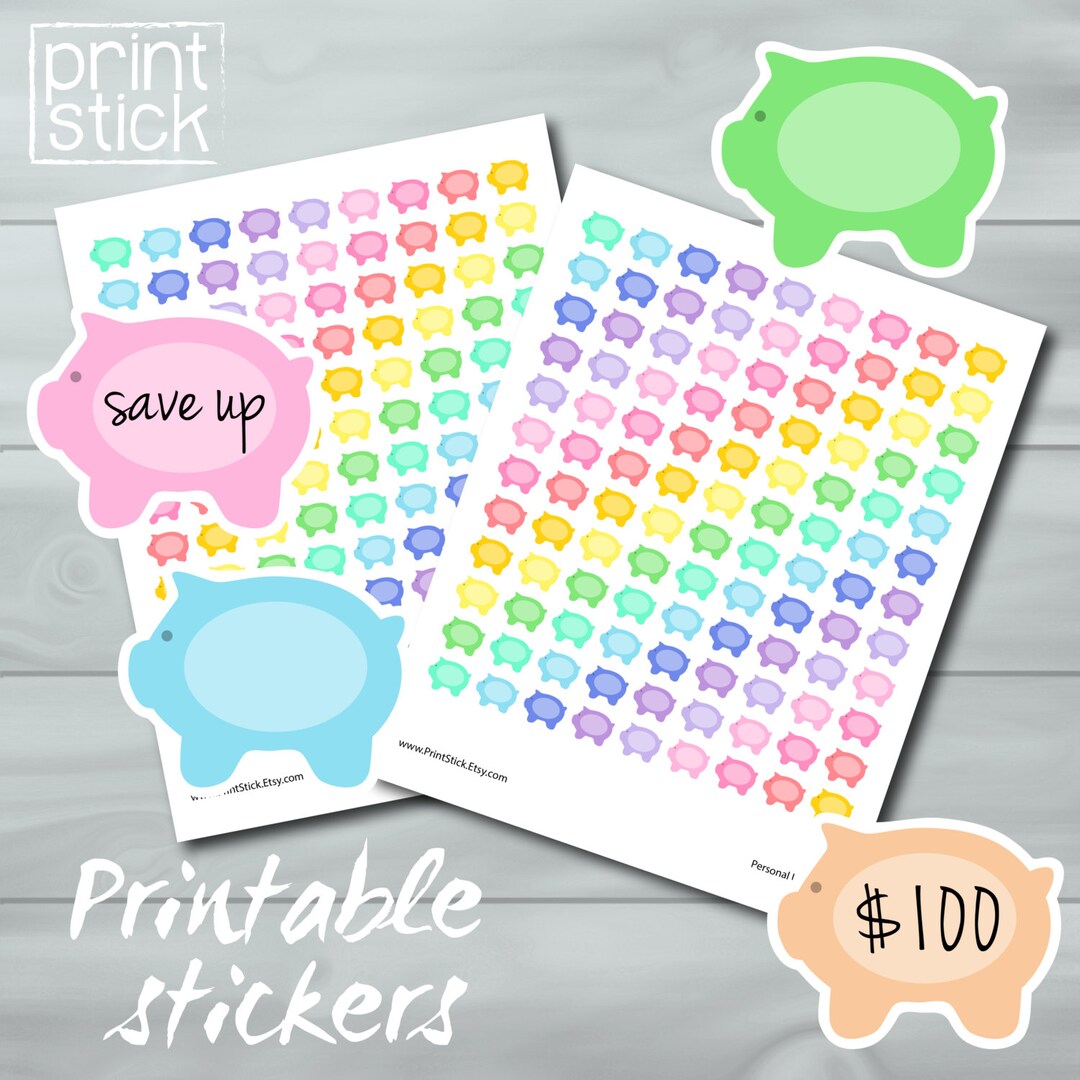 Piggy Bank Stickers Printable Sticker Sheet Fits Erin - Etsy