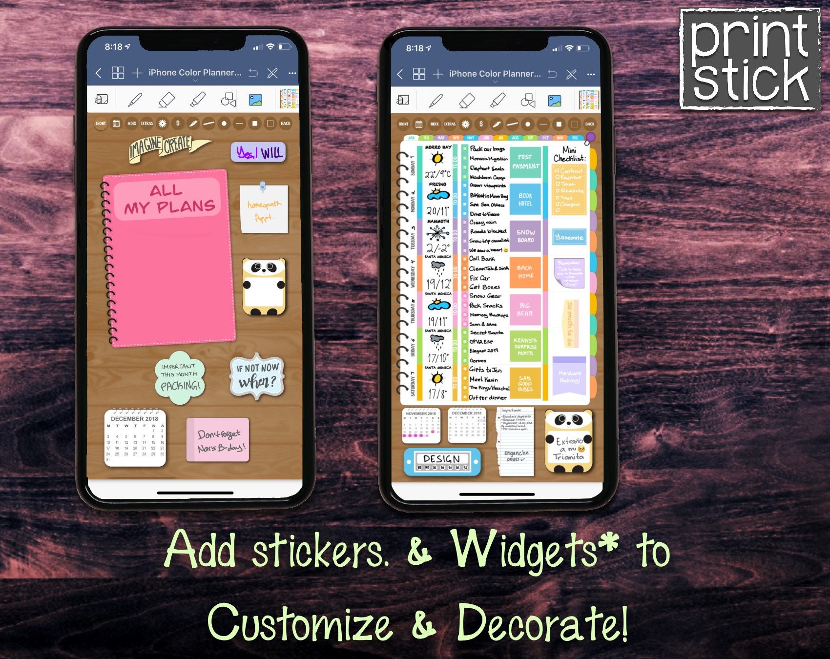 Undated iPhone Planner Mobile Digital Planner GoodNotes Apple | Etsy