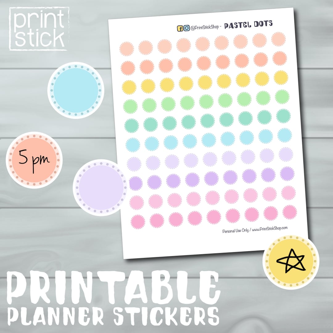 Dot Planner Stickers - Printable Dots in Pastels for Your Planner (erin ...