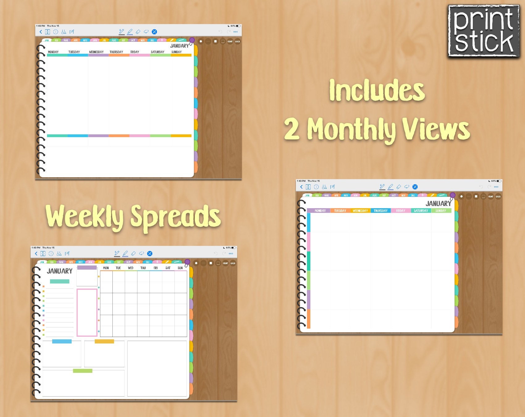 Undated Digital Planner GoodNotes iPad Planner Template | Etsy