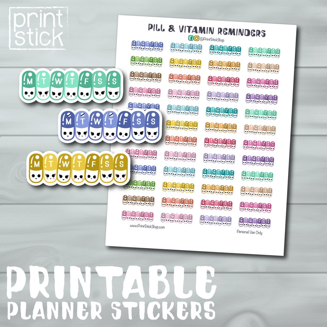 Pill Reminders Planner Stickers Weekly Vitamins Medicine Planner ...