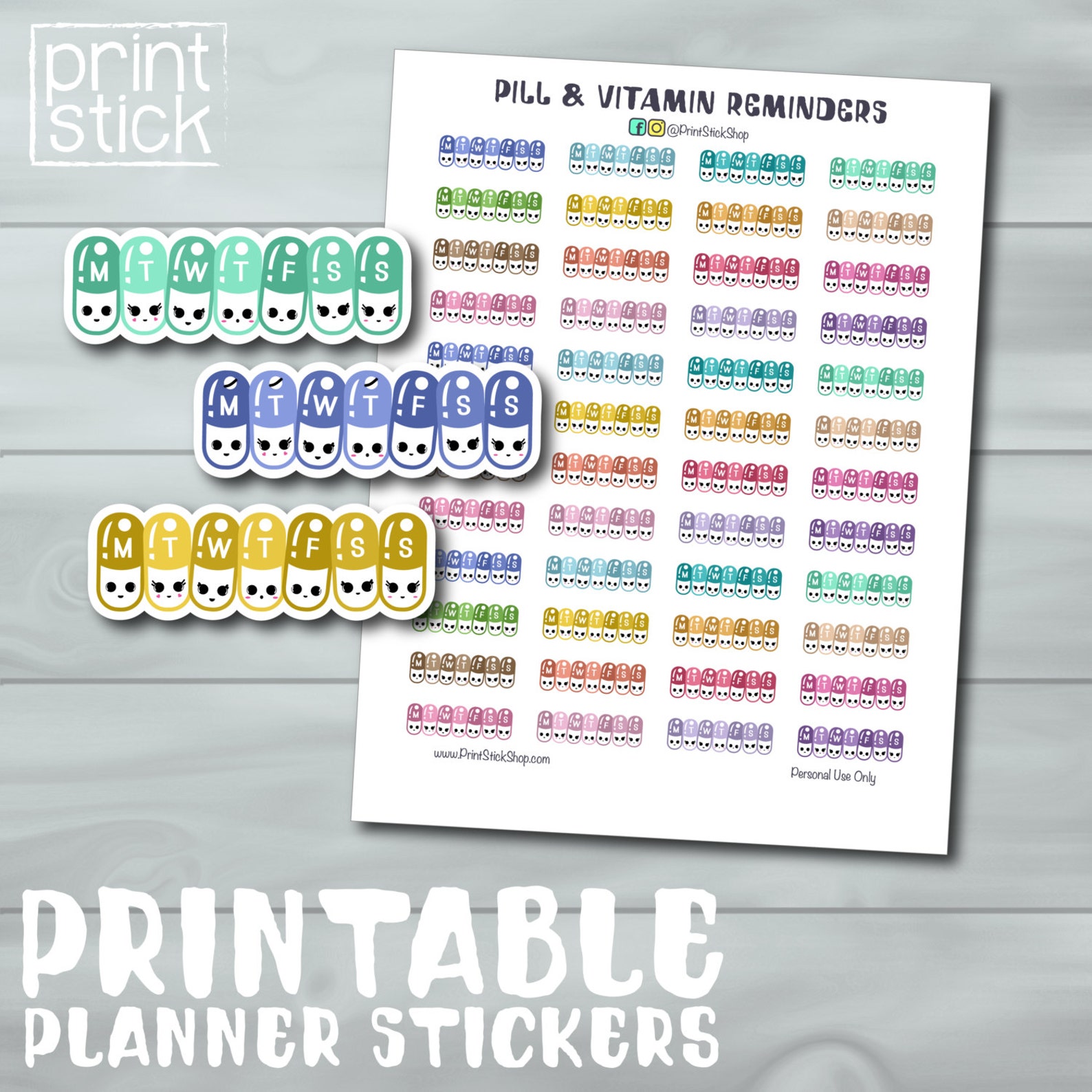 Pill Reminders Planner Stickers Weekly Vitamins Medicine | Etsy