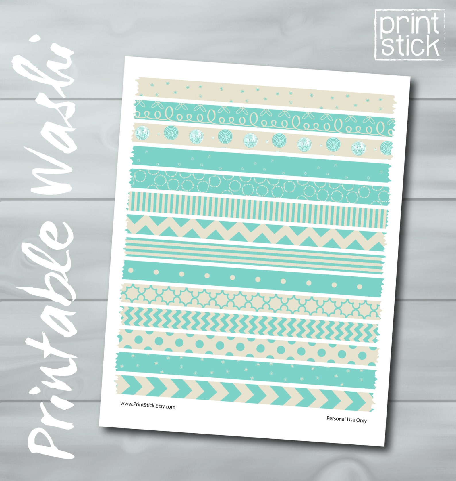 Cute Mint Washi Tape PRINTABLE SHEET Perfect for Erin | Etsy