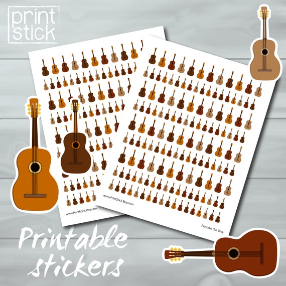 Acoustic Guitar Planner Stickers PRINTABLE Track Your | Etsy