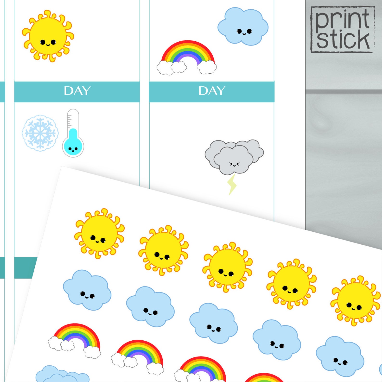 Cute Weather Printable Stickers Perfect for Your Erin - Etsy