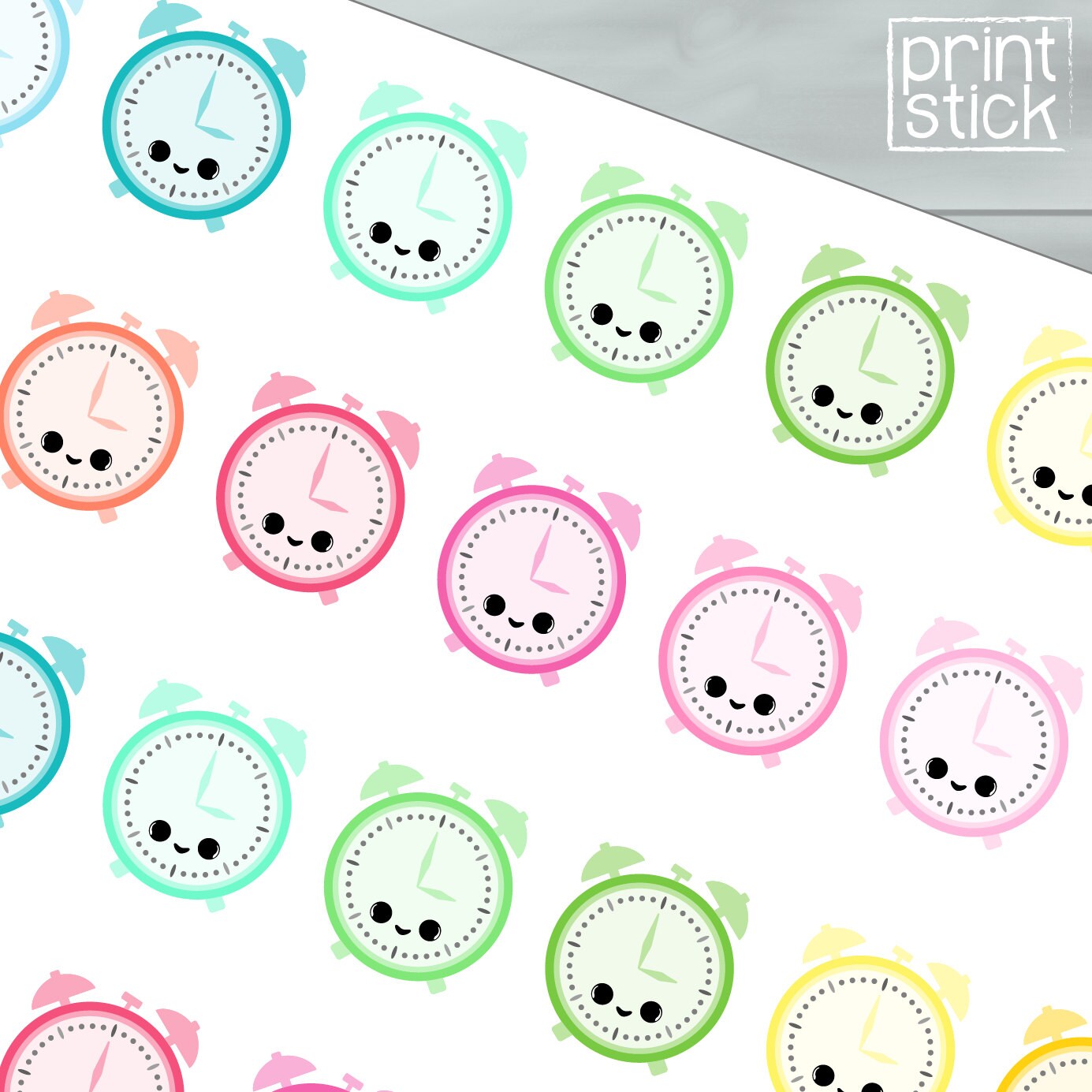 Printable Planner Stickers Kawaii Clock Planner Stickers | Etsy