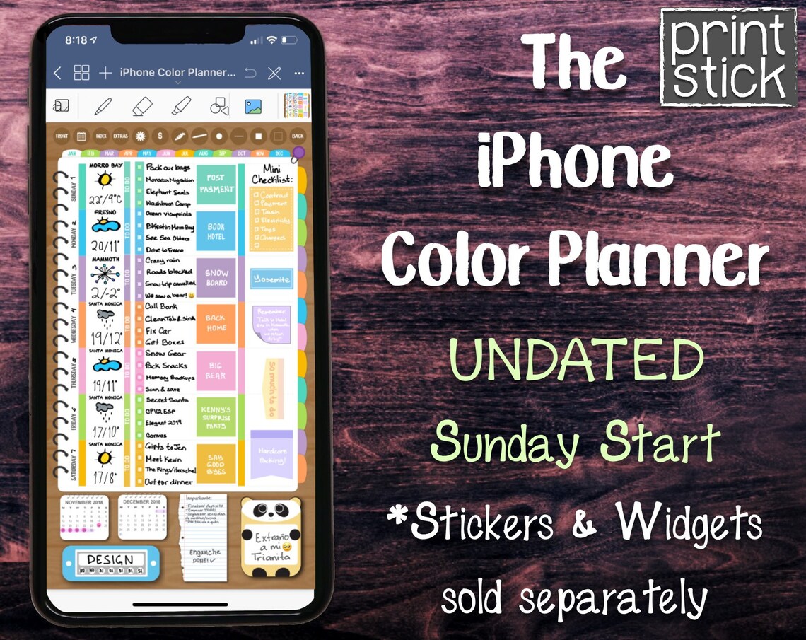 Undated iPhone Planner Mobile Digital Planner GoodNotes Apple | Etsy