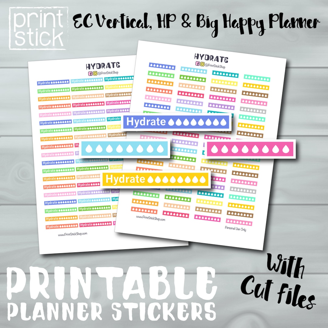 Hydrate Planner Stickers H20 Tracker - PRINTABLE Jpg/pdf Perfect for ...