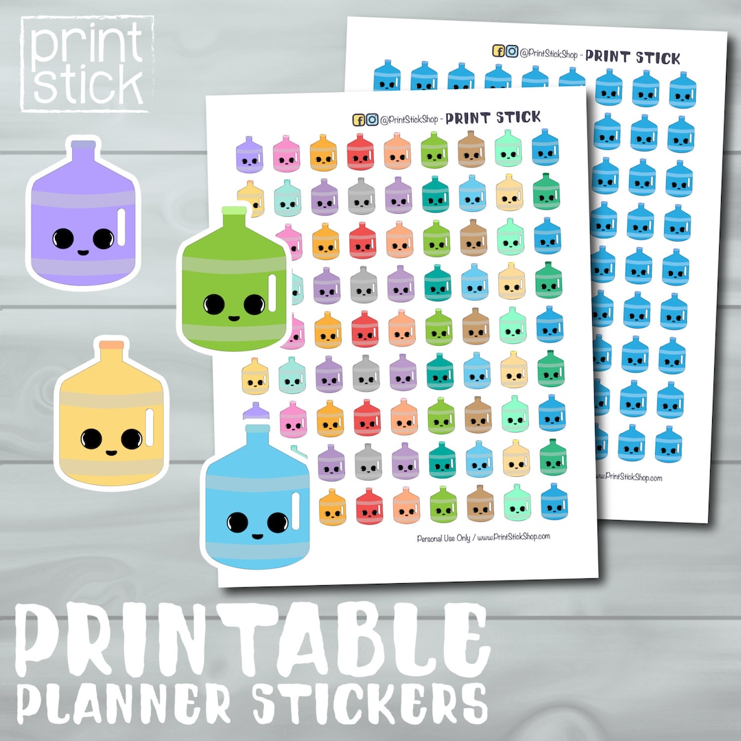 Water Jug Planner Stickers - PRINTABLE - Don't Forget to Get Water ...