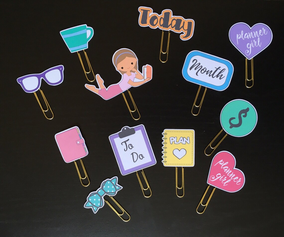 Printable Planner Clips: DIY Paper Clip Embellishments (JPG/PDF) - Etsy