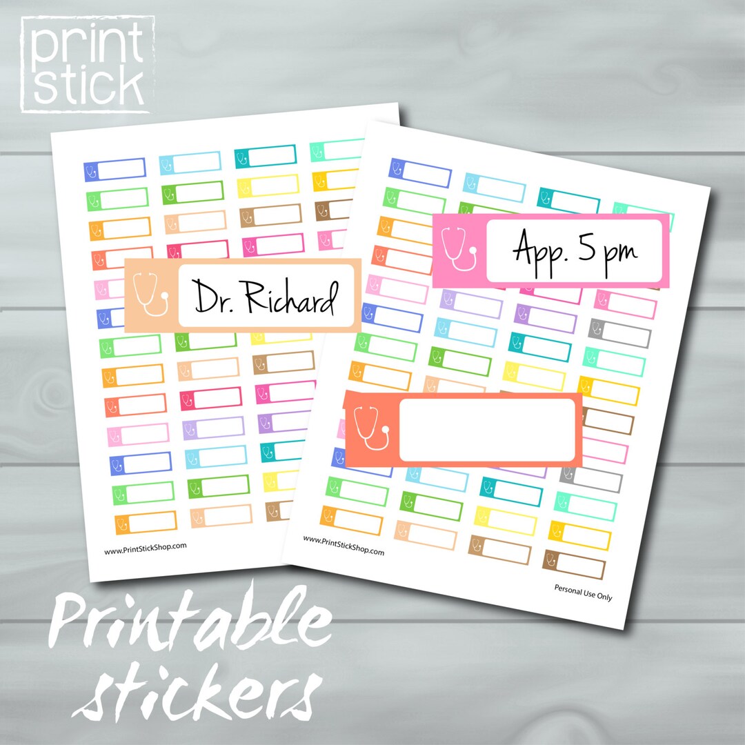 Doctor Planner Stickers - Health Printable Stickers - PRINTABLE JPG ...