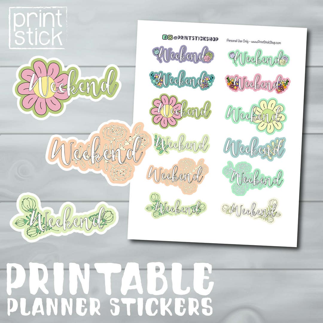 Weekend Banner Stickers - PRINTABLE - for Your Erin Condren, Happy ...