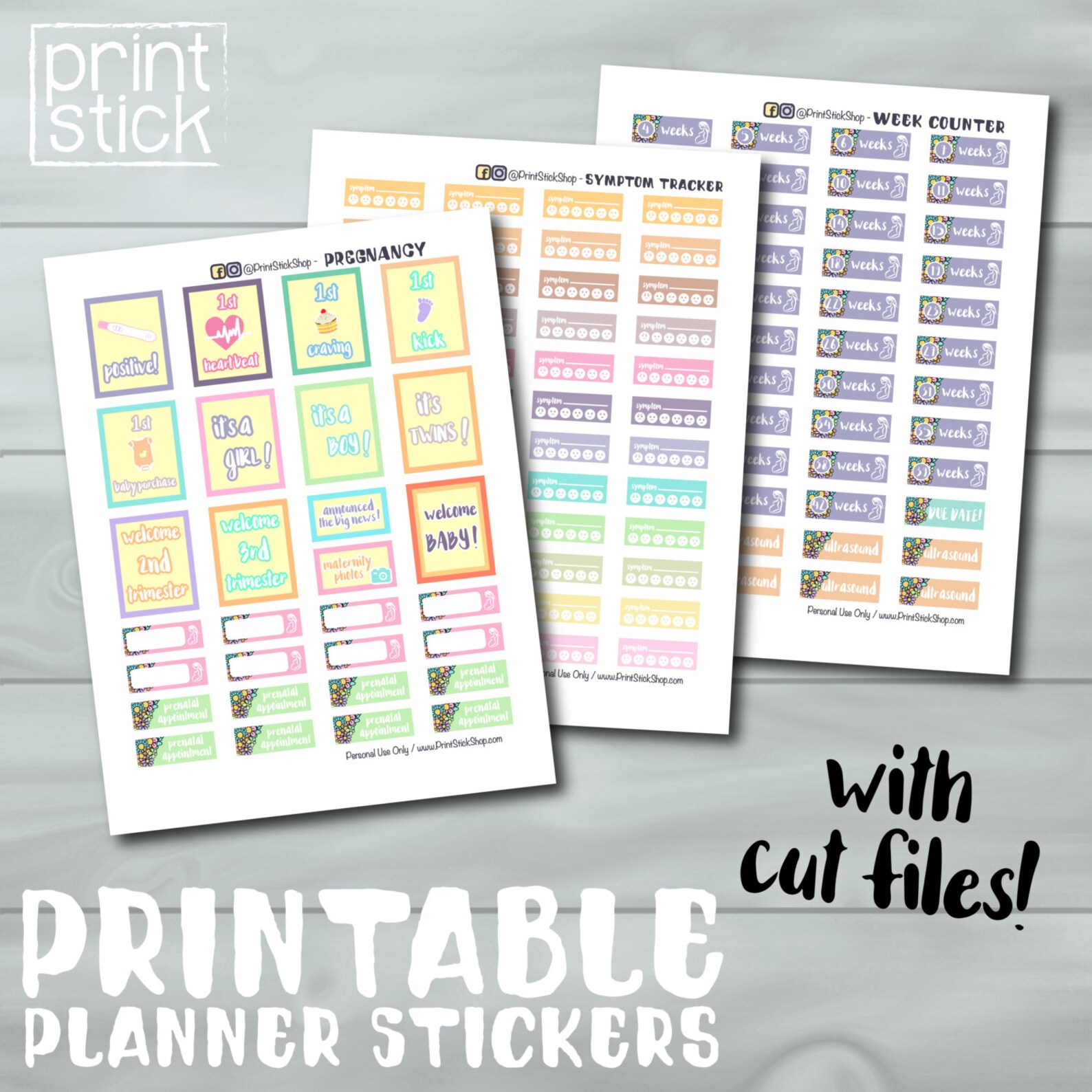 Pregnancy Planner Stickers Printable Stickers Pregnancy - Etsy