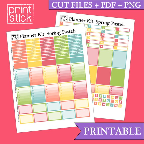 Spring Planner Sticker Kit Printable Sticker Bundle Fits | Etsy