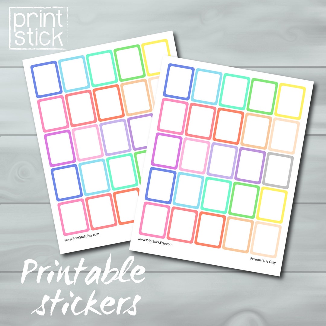 Full Box Stickers Printable Blank Boxes Perfect for Your Erin Condren ...