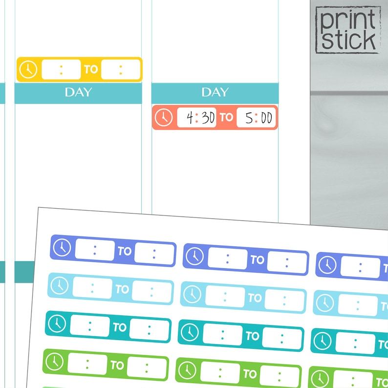 Track Time PRINTABLE Planner Sticker Sheet Time Slots - Etsy