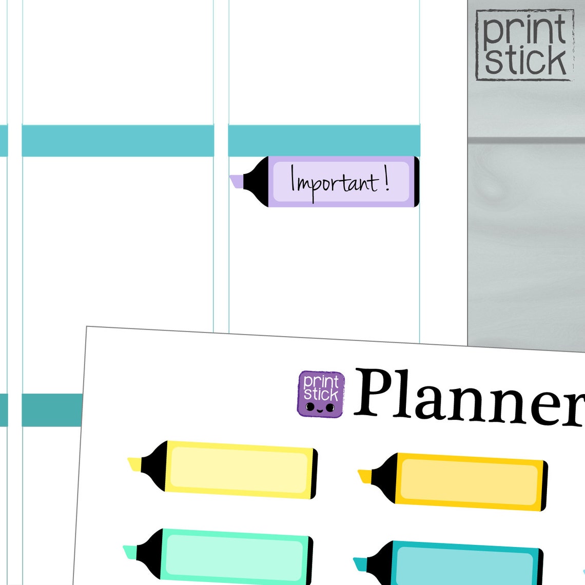 Highlighter Stickers Printable Planner Stickers for Erin - Etsy