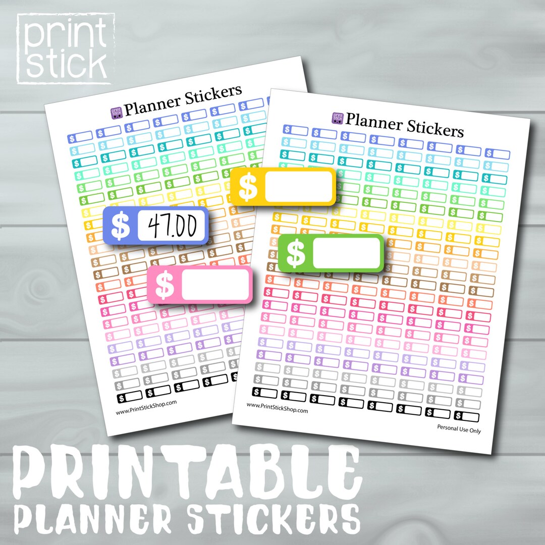 Money Stickers - Finance Printable Stickers - PRINTABLE JPG Perfect for ...