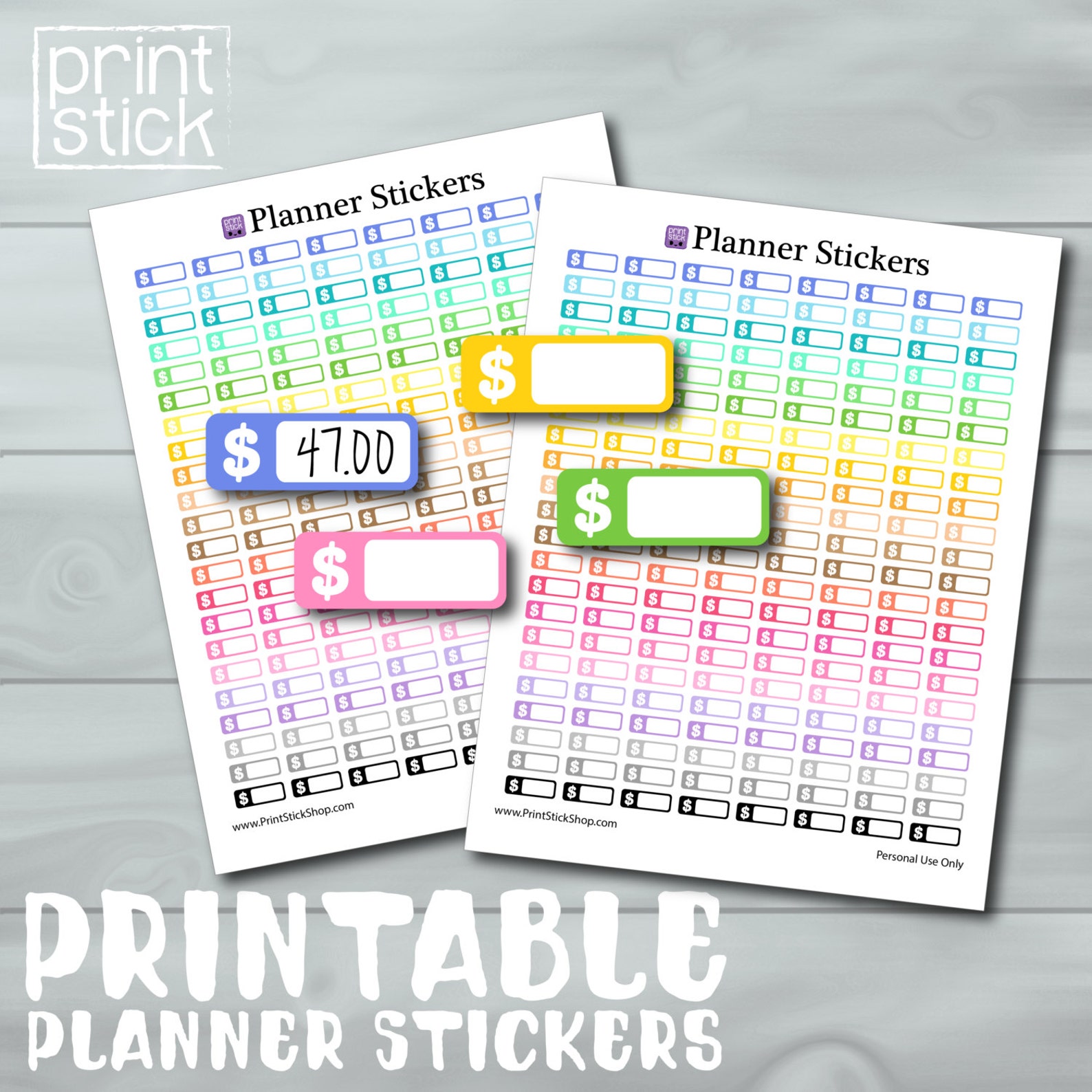 Money Stickers Finance Printable Stickers PRINTABLE JPG - Etsy