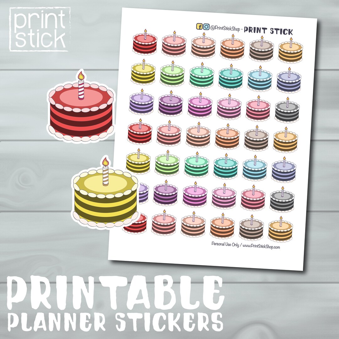 Cake Planner Stickers: Birthday Reminders (JPG/PDF) - Etsy Canada