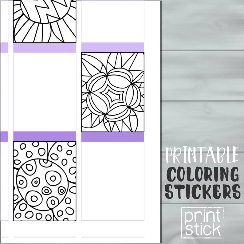 Coloring Planner Stickers PRINTABLE Full Box Stickers. - Etsy