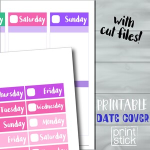 Printable Date Covers - Planner Stickers - Date Cover Ups for Erin ...