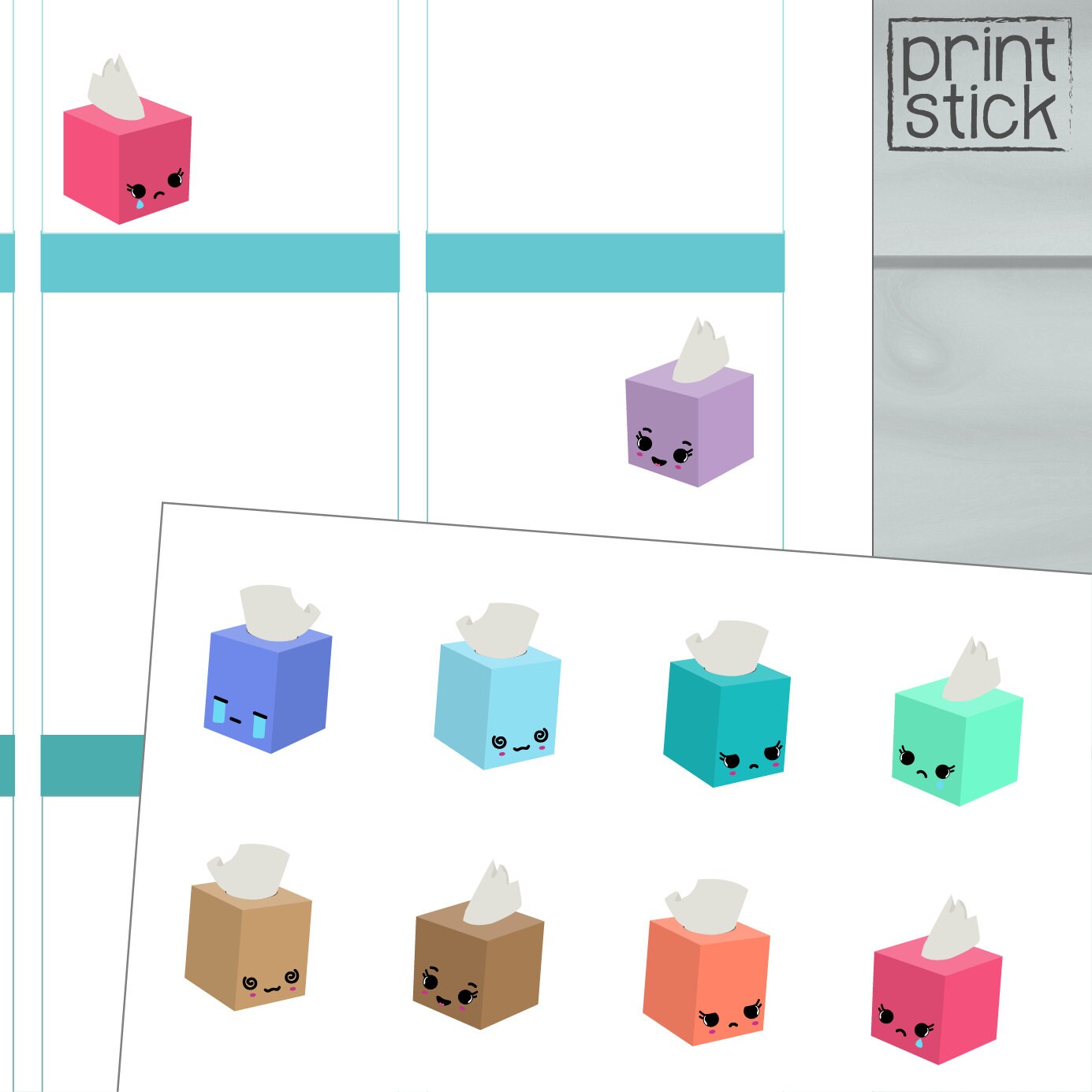 Kawaii Tissue Paper Stickers PRINTABLE Decorate Your - Etsy