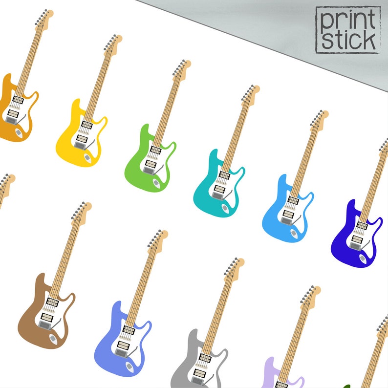 Electric Guitar Planner Stickers PRINTABLE Track Your - Etsy