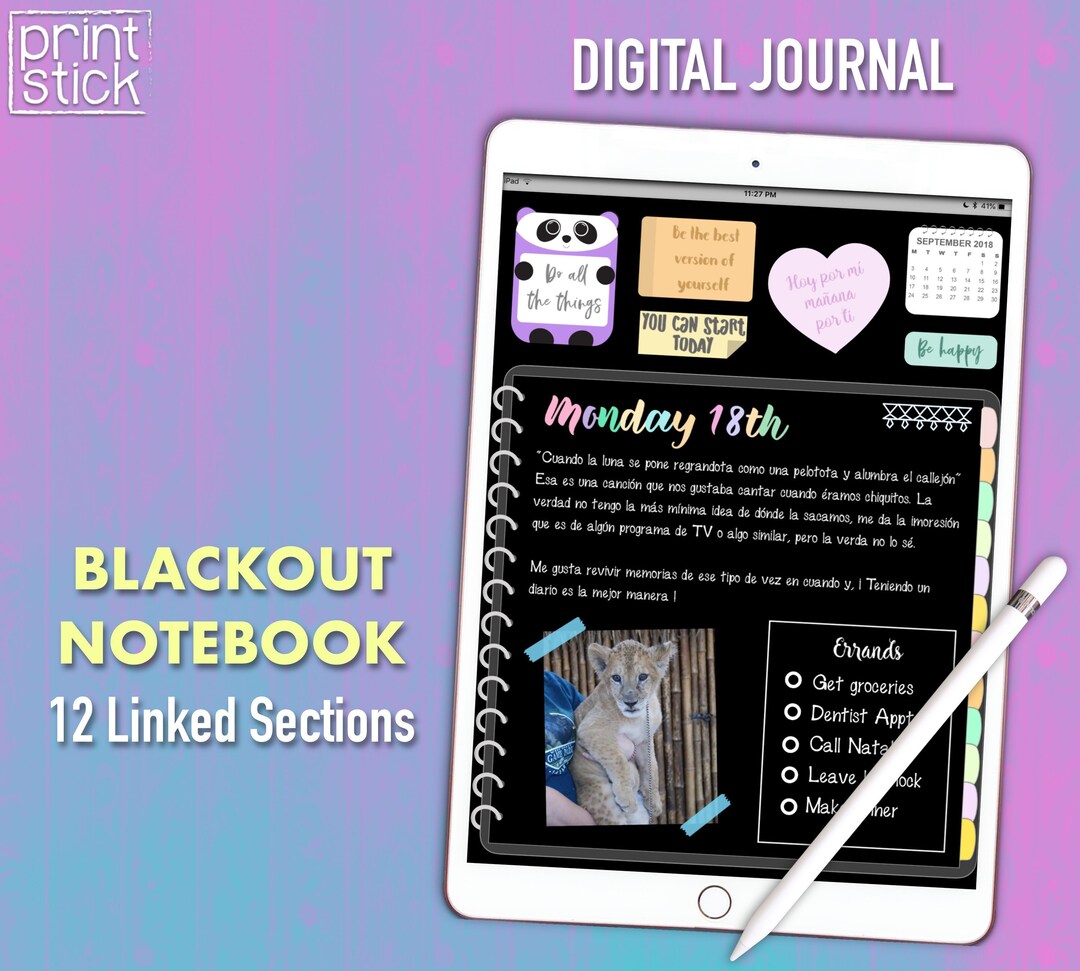Digital Journal iPad Planner Goodnotes Blackout Digital Planner ...