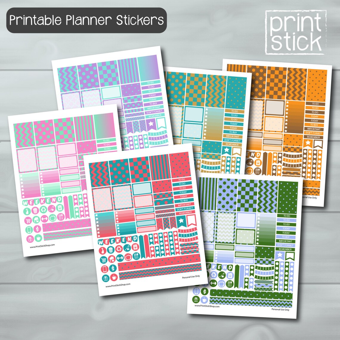 Printable Planner Stickers Yearly Printable Bundle Fits | Etsy