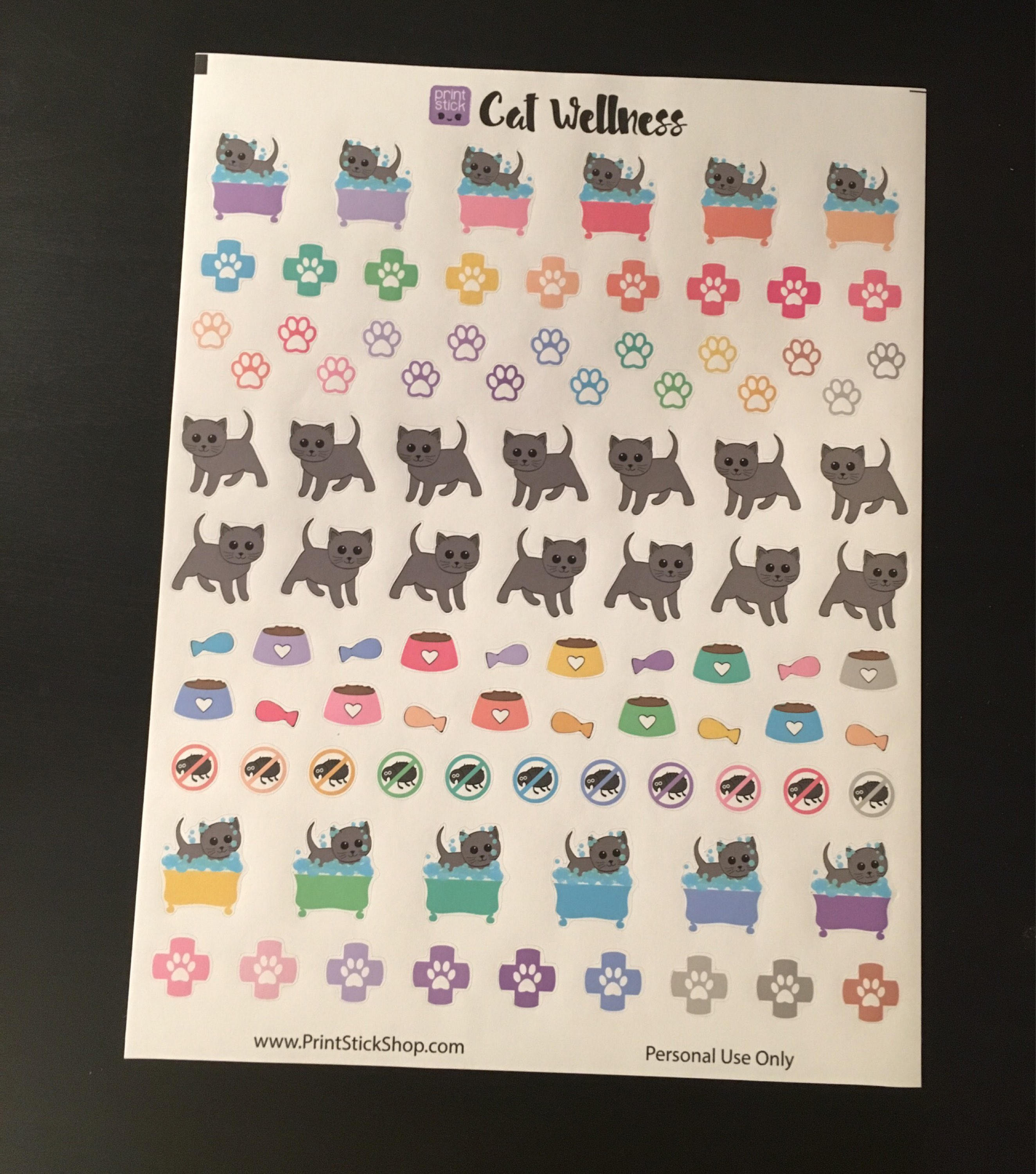 Tabby Cat Planner Stickers PRINTABLE Gray Striped Cat Stickers | Etsy