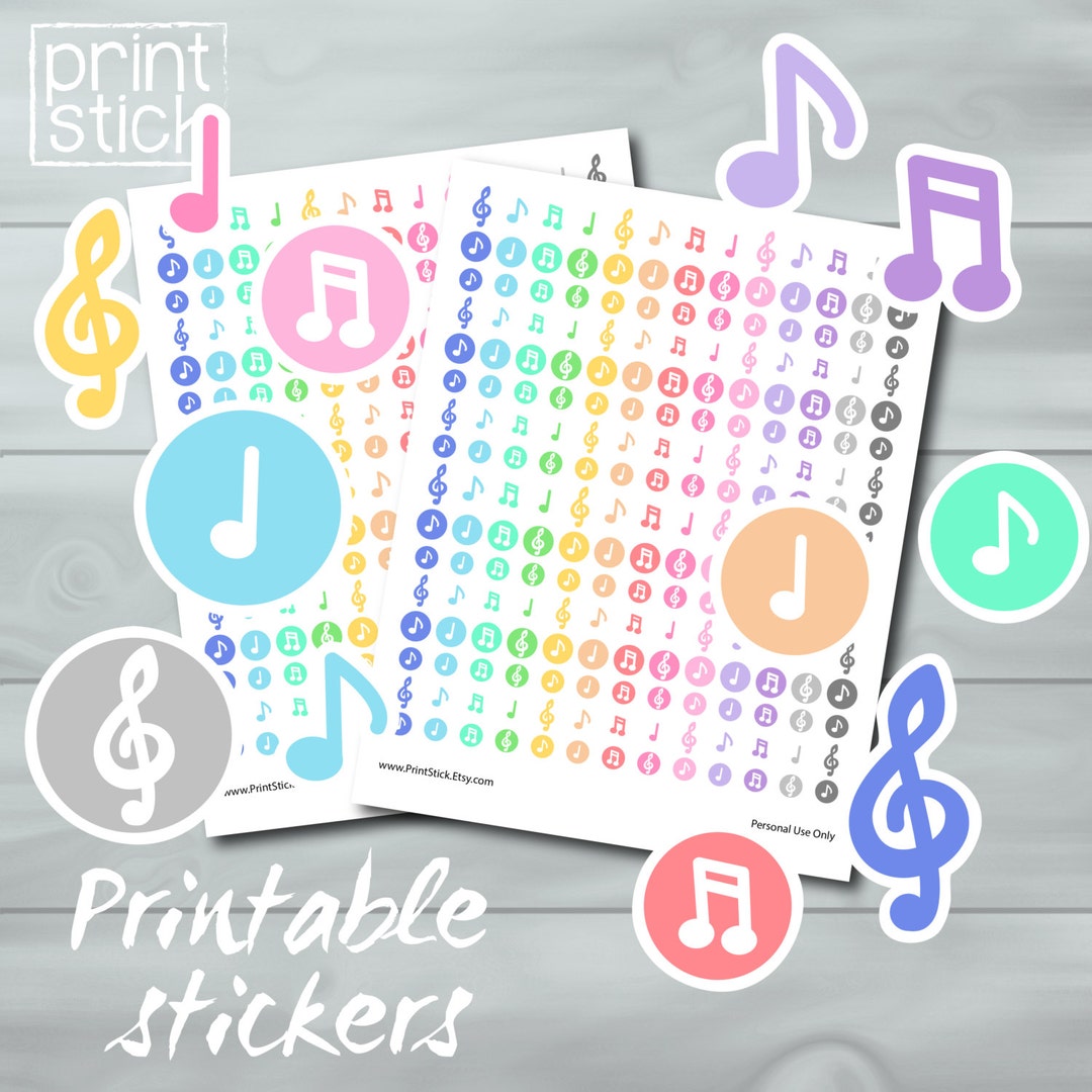 Music Notes Planner Stickers: Colorful Music Class Decor (printable) - Etsy