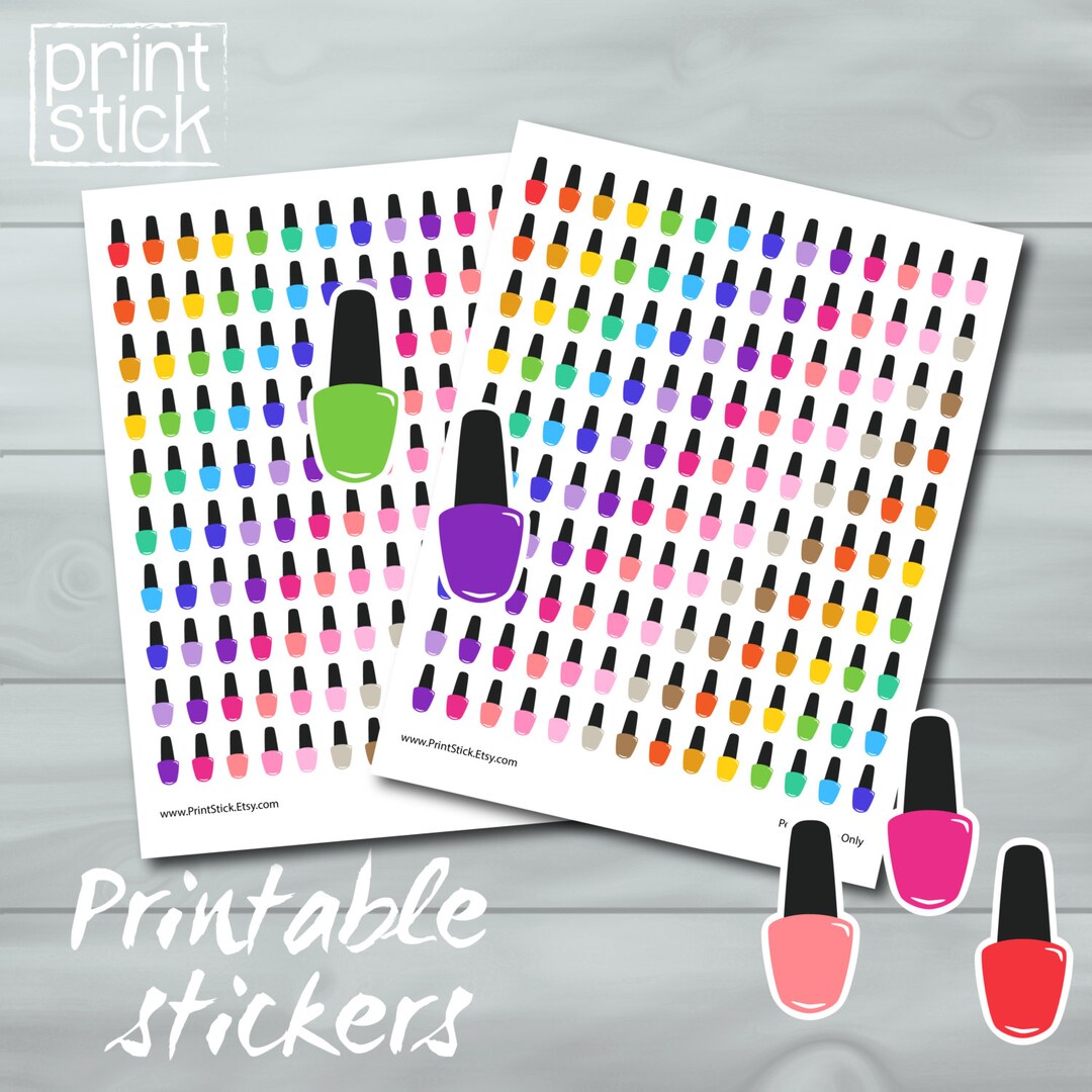 Rainbow Nail Polish Planner Stickers (printable) - Etsy