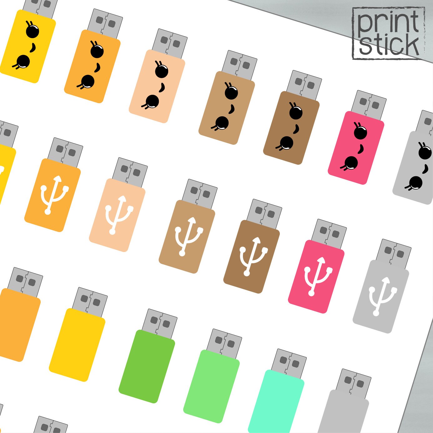 Kawaii USB Flash Drive Stickers: Planner Scrapbook Embellishments ...