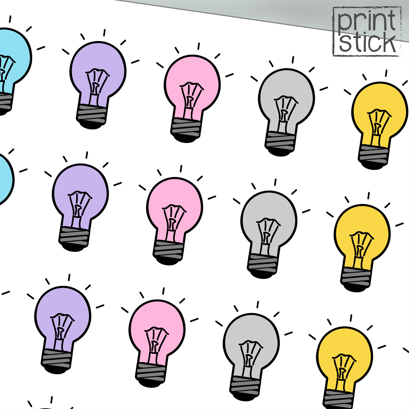 Cute Lightbulb Stickers PRINTABLE Perfect for Your Erin - Etsy