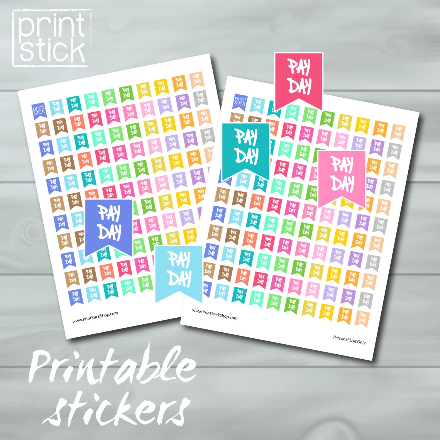 Pay Day Printable Stickers JPG Sticker Sheet Fits Erin - Etsy