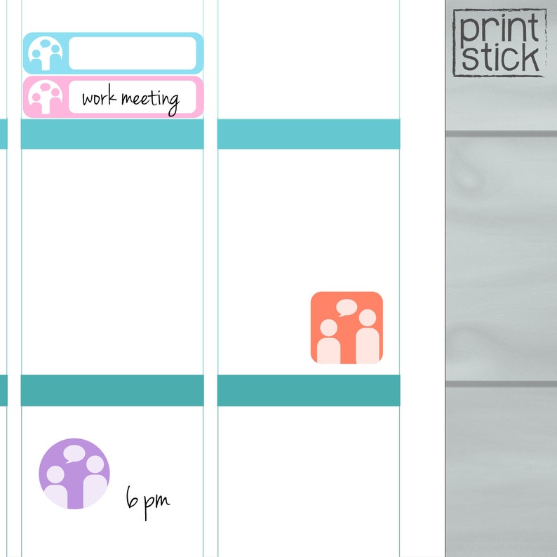 Meeting Icon Planner Stickers PRINTABLE Track Meetings and | Etsy