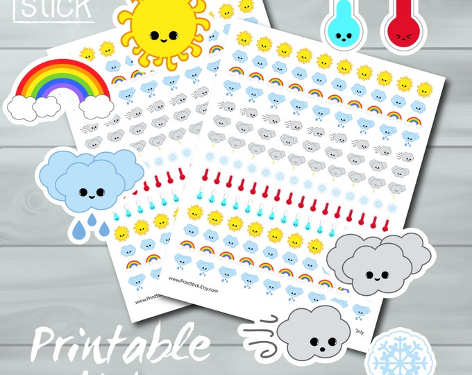 Cute Weather Printable Stickers Perfect for Your Erin - Etsy