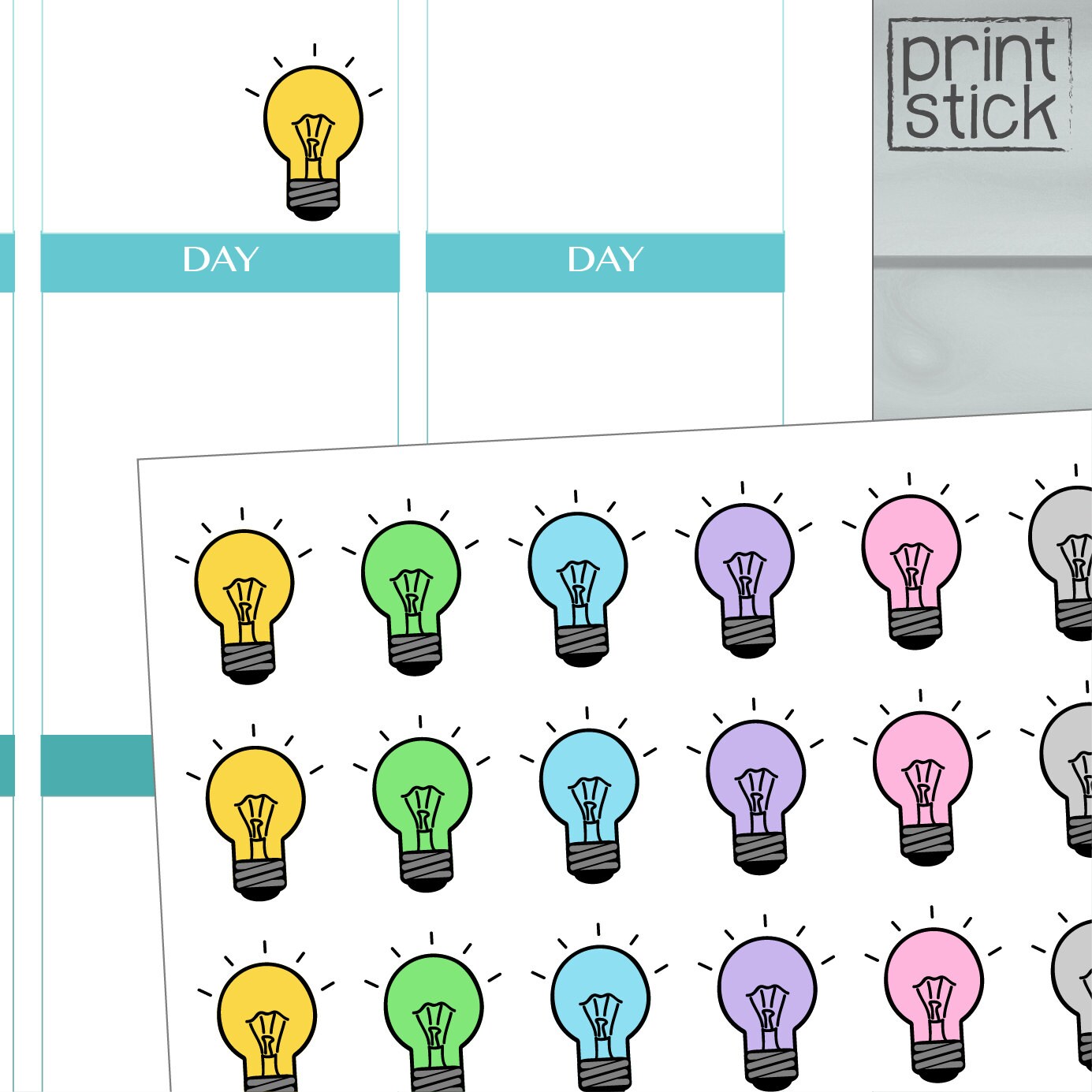 Cute Lightbulb Stickers PRINTABLE Perfect for Your Erin - Etsy