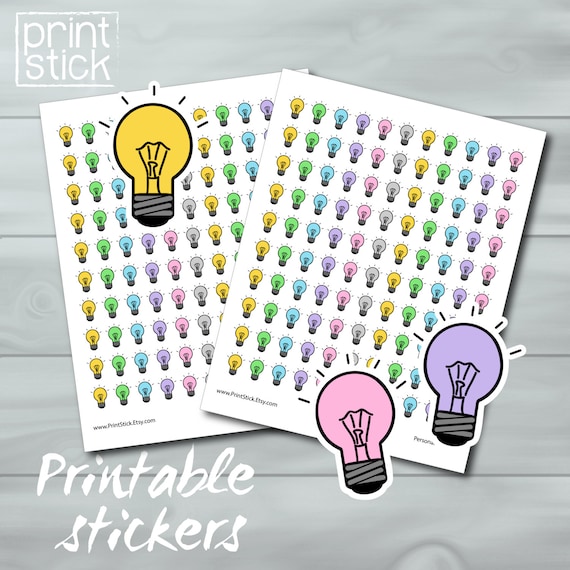 Cute Lightbulb Stickers PRINTABLE Perfect for Your Erin | Etsy
