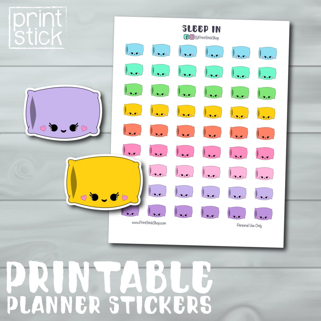 Printable Stickers Sleep in Stickers - Kawaii Planner Stickers ...