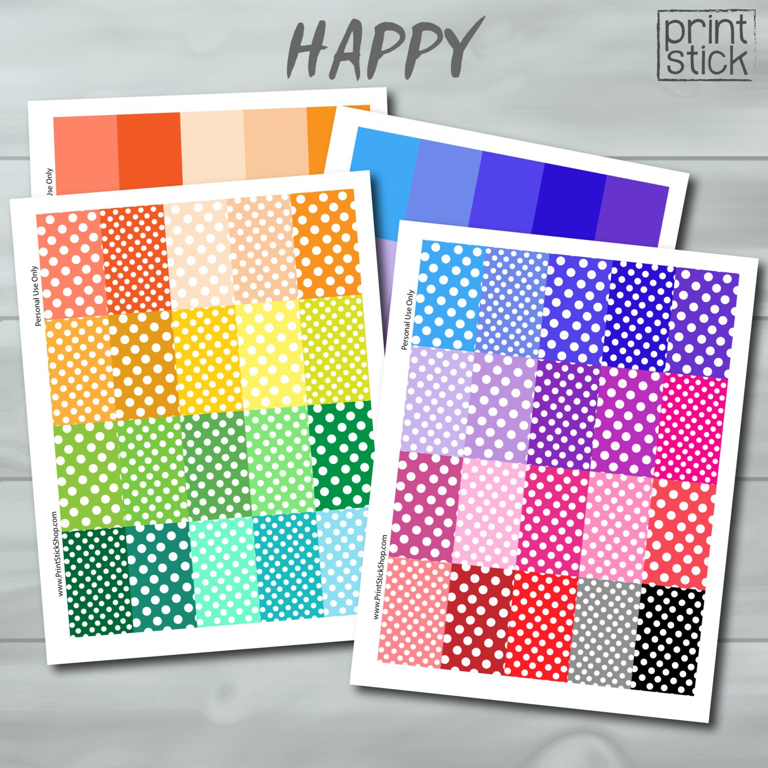 Polka Dots Full Boxes Printable Planner Stickers for Your | Etsy