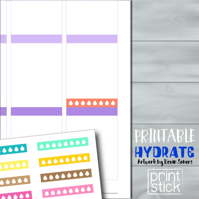 Hydrate Planner Stickers H20 Tracker PRINTABLE Jpg/pdf - Etsy
