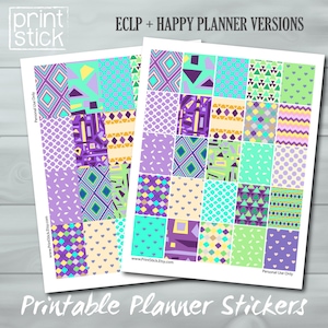 Purple Full Box Planner Stickers - PRINTABLE .jpg Sheet - Full Boxes ...