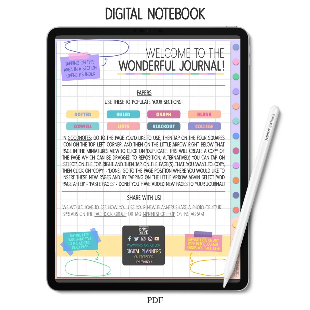 Undated Digital Notebook: Subject Planner for Goodnotes (PDF Download ...