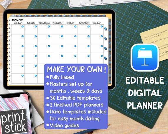 Digital Planner Template Editable Customizable in Keynote | Etsy