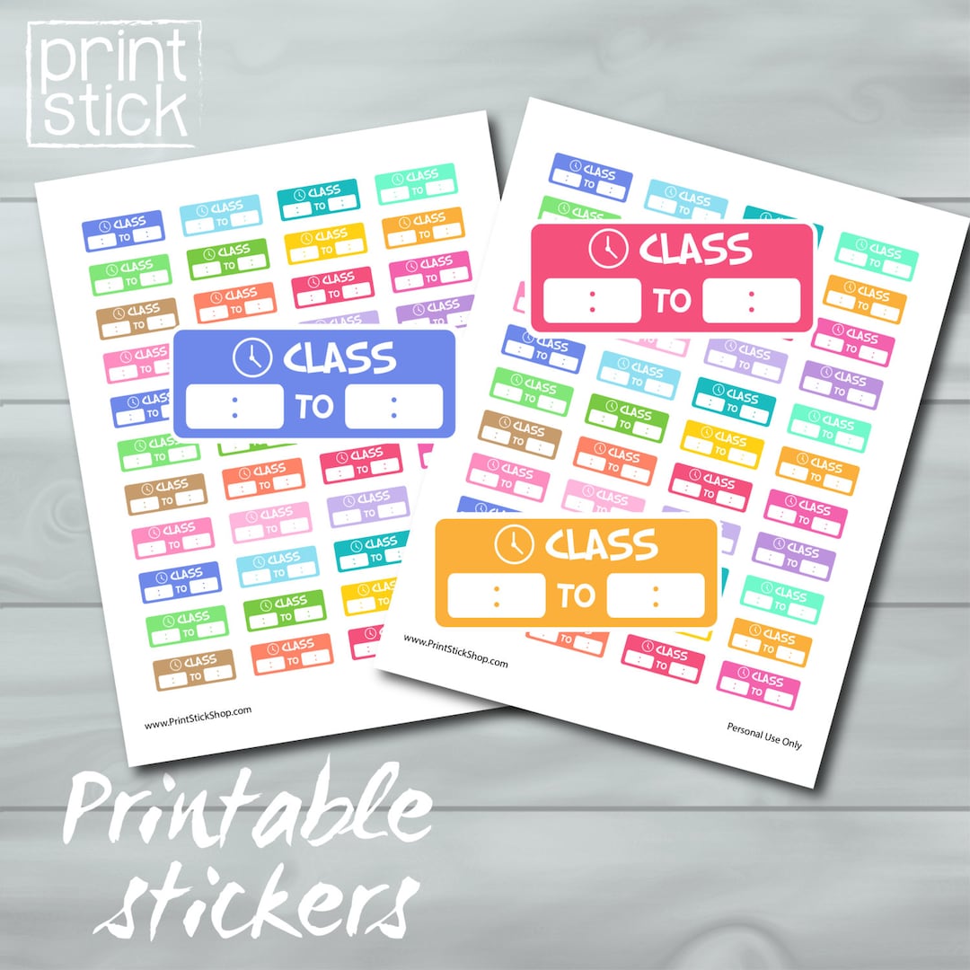 Class Planner Stickers - Hours PRINTABLE Stickers, Printable Stickers ...