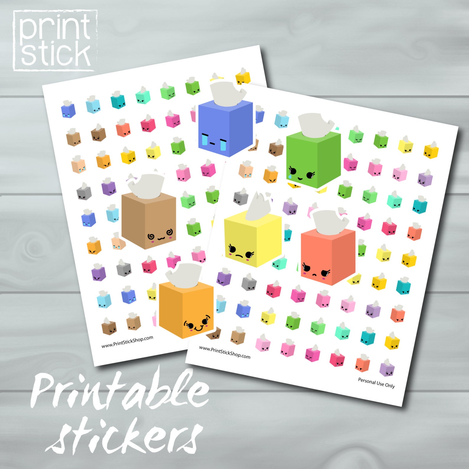 Kawaii Tissue Paper Stickers PRINTABLE Decorate Your - Etsy
