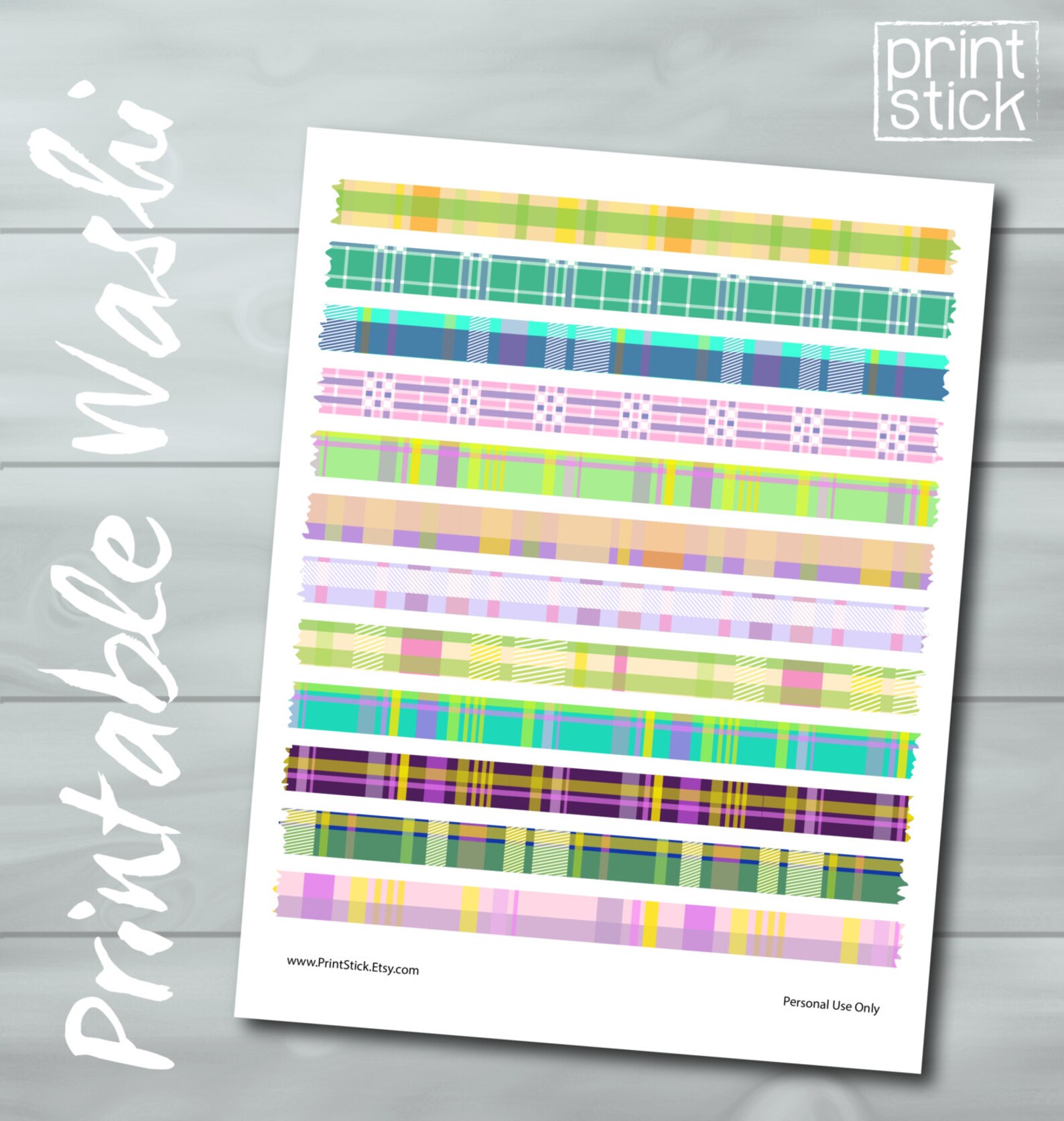Plaid Washi Tape PRINTABLE Sheet Perfect for Erin Condren | Etsy